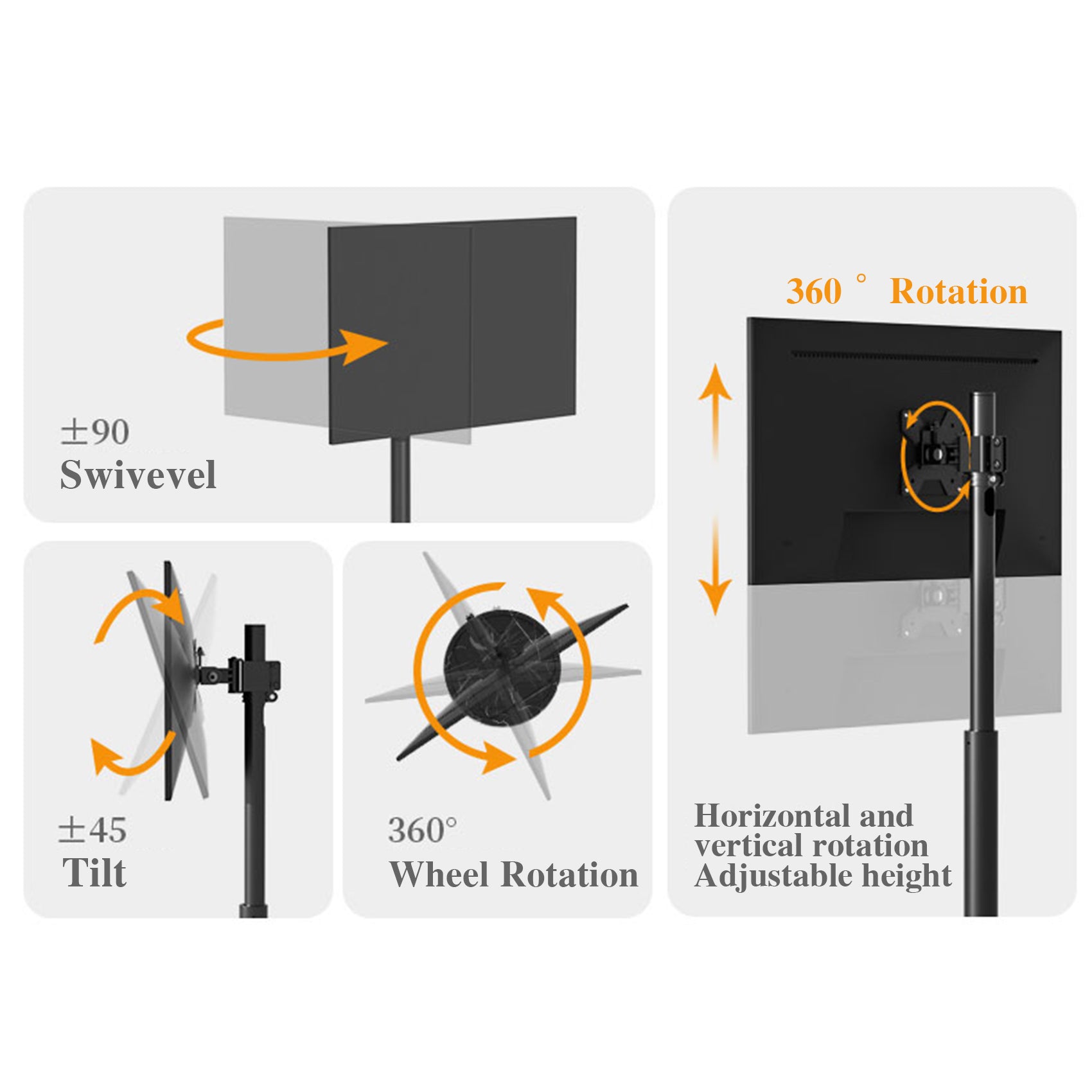 TV Monitor floor mobile stand white marble base-vesa 100 floor stand