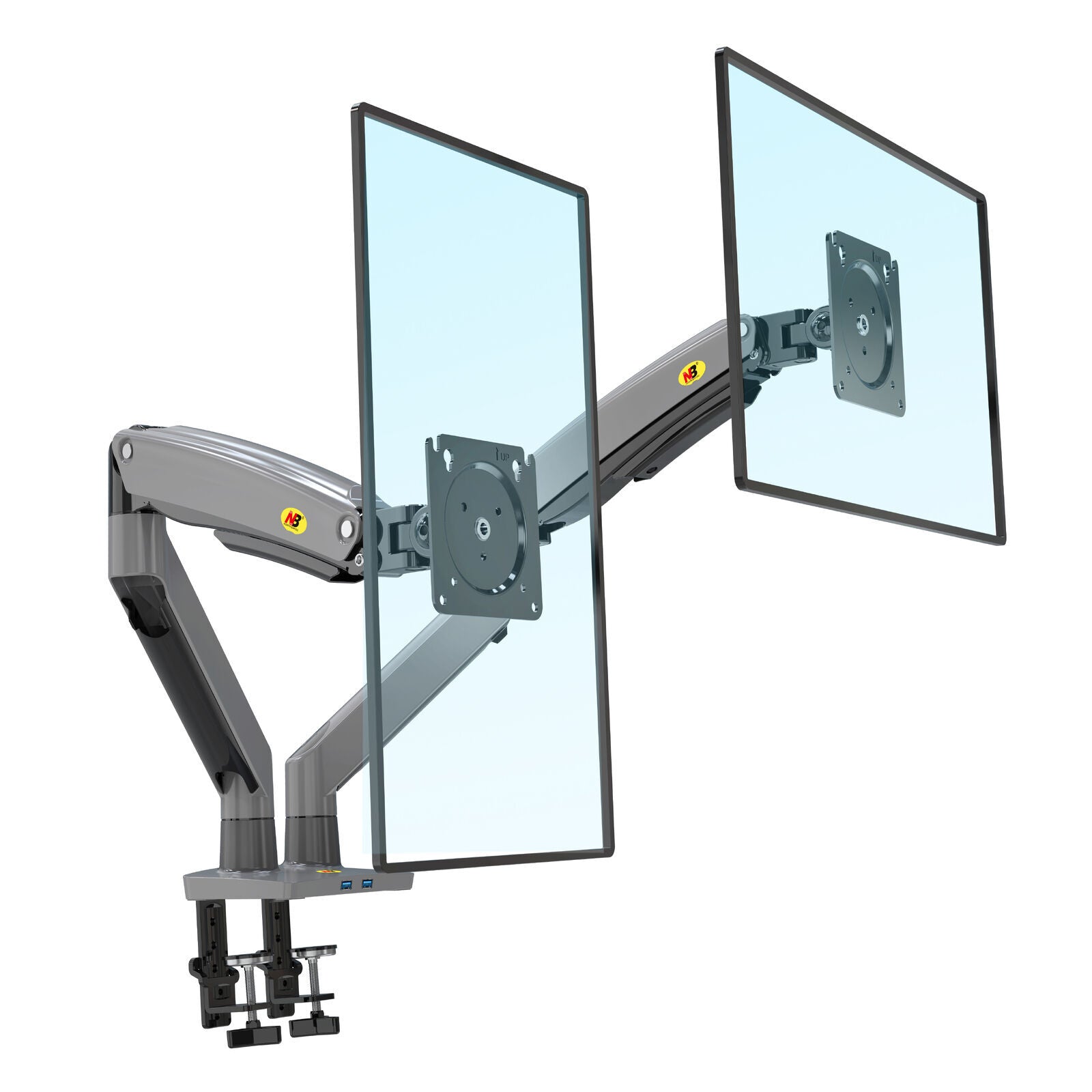 Dual Monitor Mount for Desktops Adjustable VESA Arm Gunmetal Grey G75