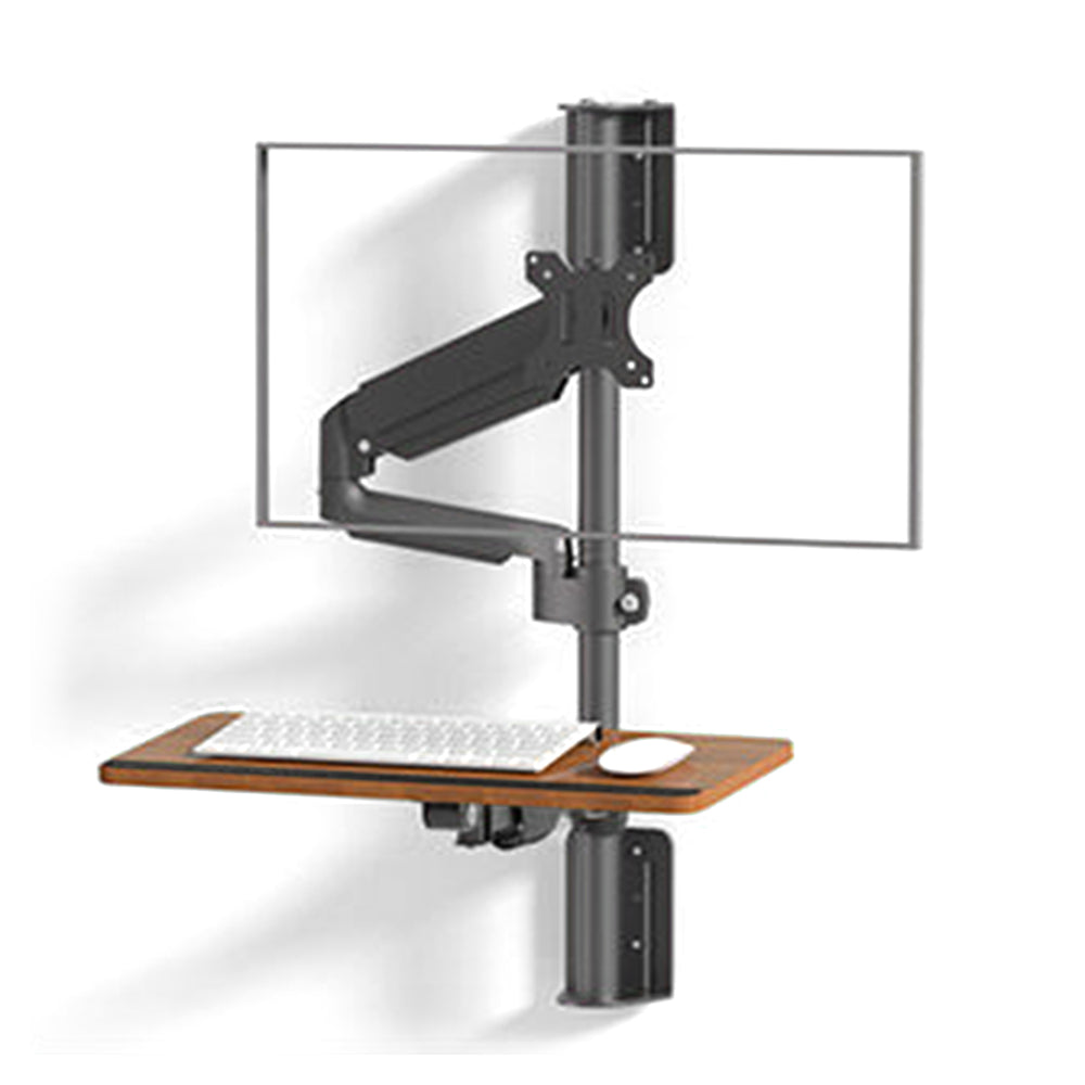 Dualhold wall mount for monitor screen and keyboard tray